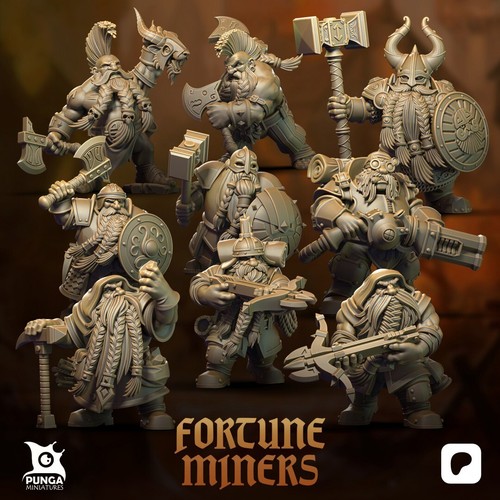 Fortune Miners (9 models) | Warbands | Punga Miniatures | 32mm scale ...