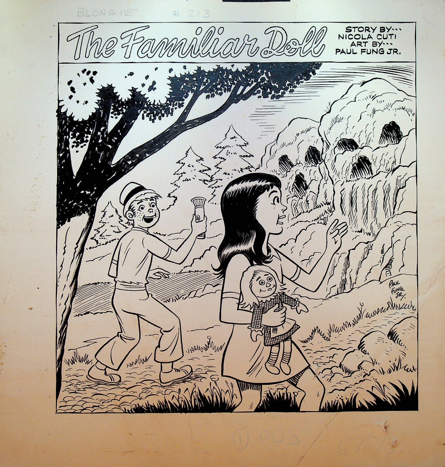 Blondie 213 Original Comic Art Splash Page Mimsy The Familiar Doll Paul ...