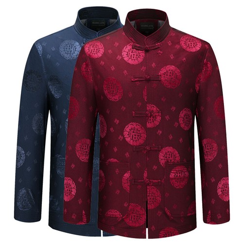 Mens Traditional Chinese Tang Suit Coat Jacket Kung Fu Tai Chi Uniform ...