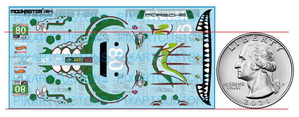 White Toner Water Slide Decal Set Porsche 911 GT3 Rexy Green For Hot ...