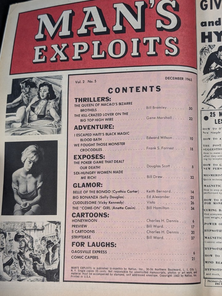 Man's Exploits Pulp Magazine Dec 1963 Vicky Kennedy Cheesecake Crocs ...