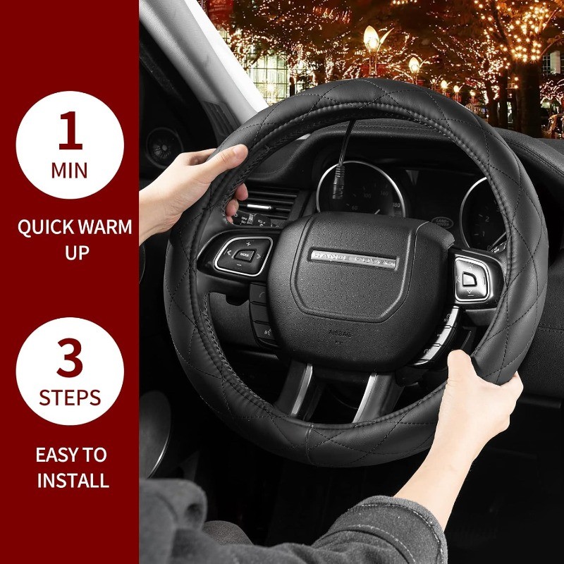 Heated Steering Wheel Cover Luxury Steering Wheel Heater 12V Quick Hand ...