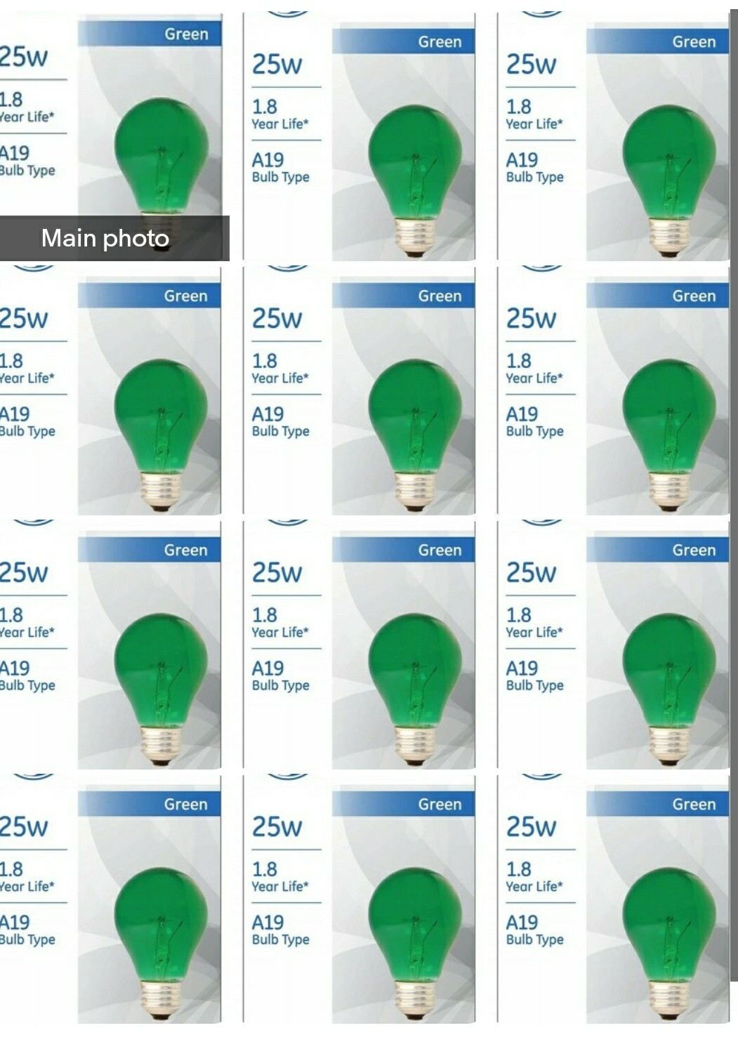 12 GE Lighting 25Watt GREEN Party Light A19 Bulb Type | eBay