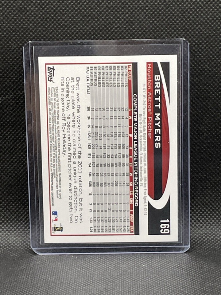 2012 Topps Gold Sparkle Houston Astros Baseball Card #169 Brett Myers ...