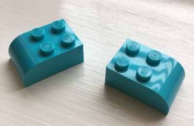 Lego - 2 X 6215 - Brick, Modified 2 x 3 with Curved Top - Sky Blue ...