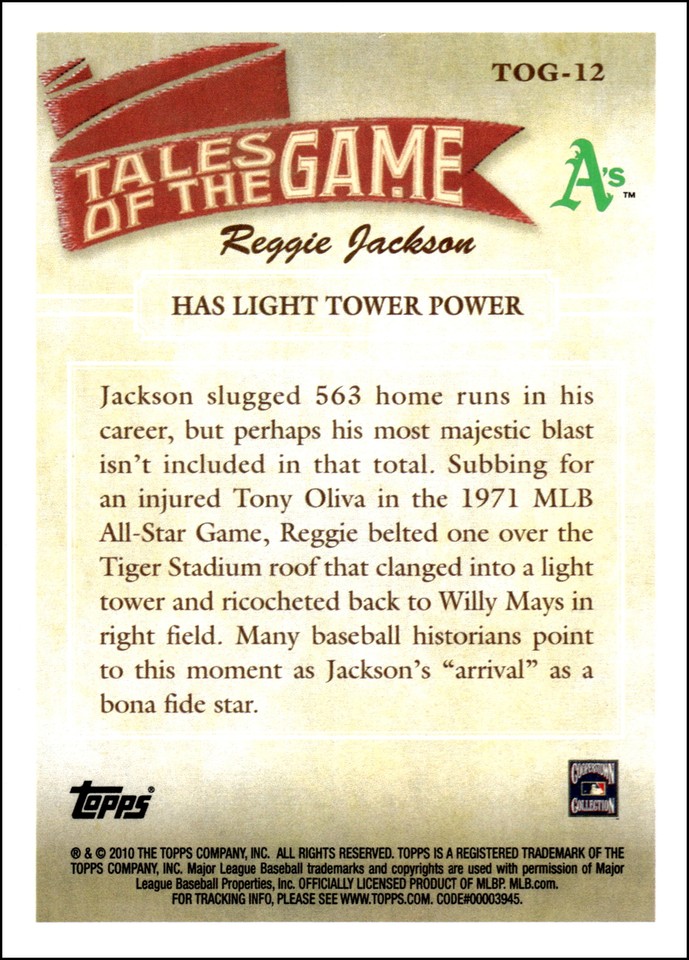 2010 Topps #TOG-12 Reggie Has Light Tower Power Oakland Athletics | eBay