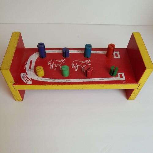 ATF Toys Wooden Pounding Bench Vintage 8 Color Pegs w/side clock NO ...