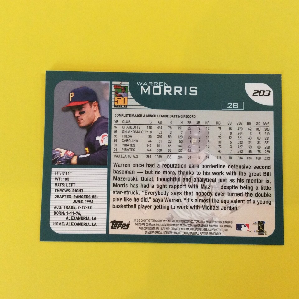 2001 Topps #203 Warren Morris Pittsburgh Pirates | eBay