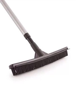 RUBBER BRISTLE BROOM CLEAN SWEEPING BRUSH SQUEEGIE TELESCOPIC HANDLE ...