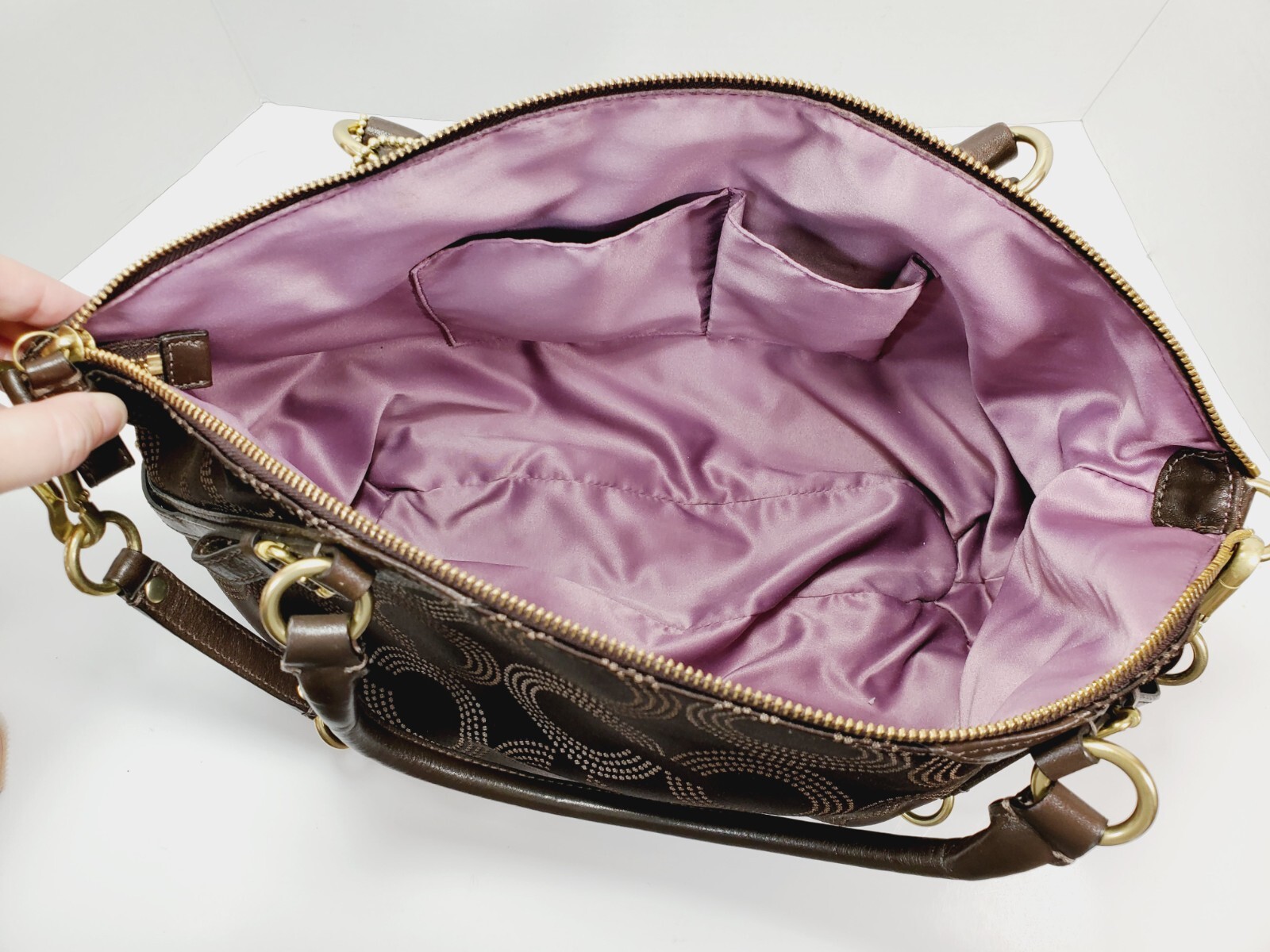 Coach Madison Dotted op art Sophia Satchel Purse Shoulder Handbag Tote ...