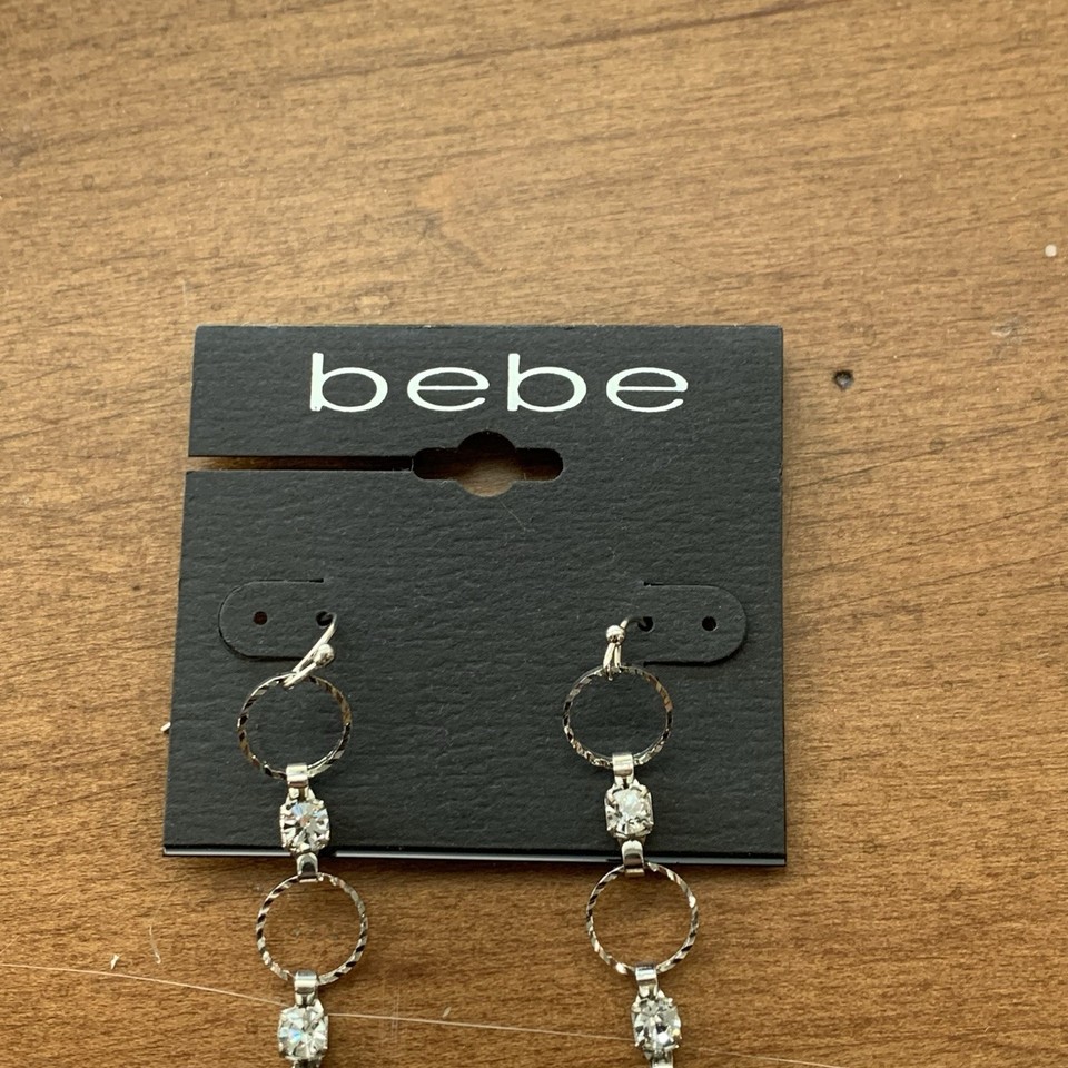 Bebe Purple Feather Silver Hardware Dangling Bohemian Earrings | eBay
