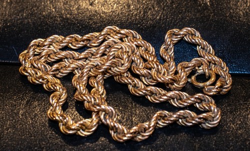 Antique Solid 9ct 375 Yellow Gold Rope Twist Braided Gold Chain ...