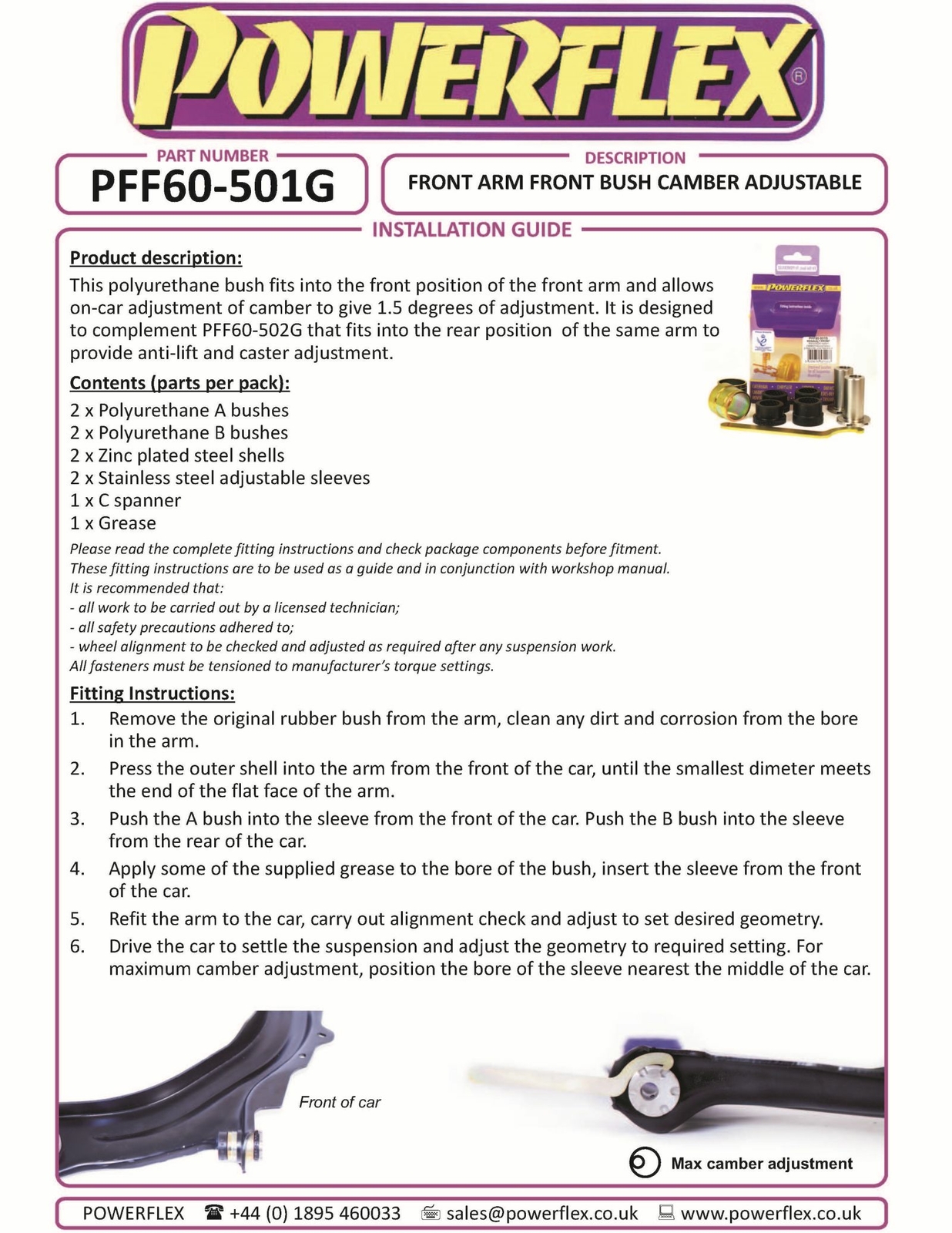 Powerflex Fr Arm Fr Bushes Camber For Renault Clio IV + RS (12-19 ...