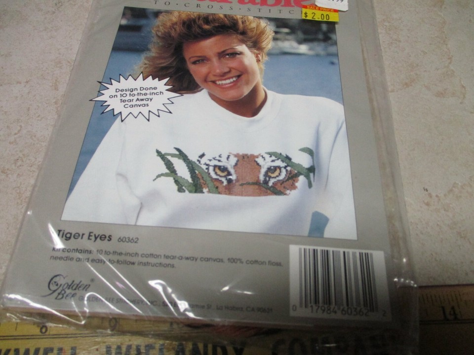 VTG Counted Cross Stitch Kit Wearables Tiger Eyes 60362 Golden Bee | eBay
