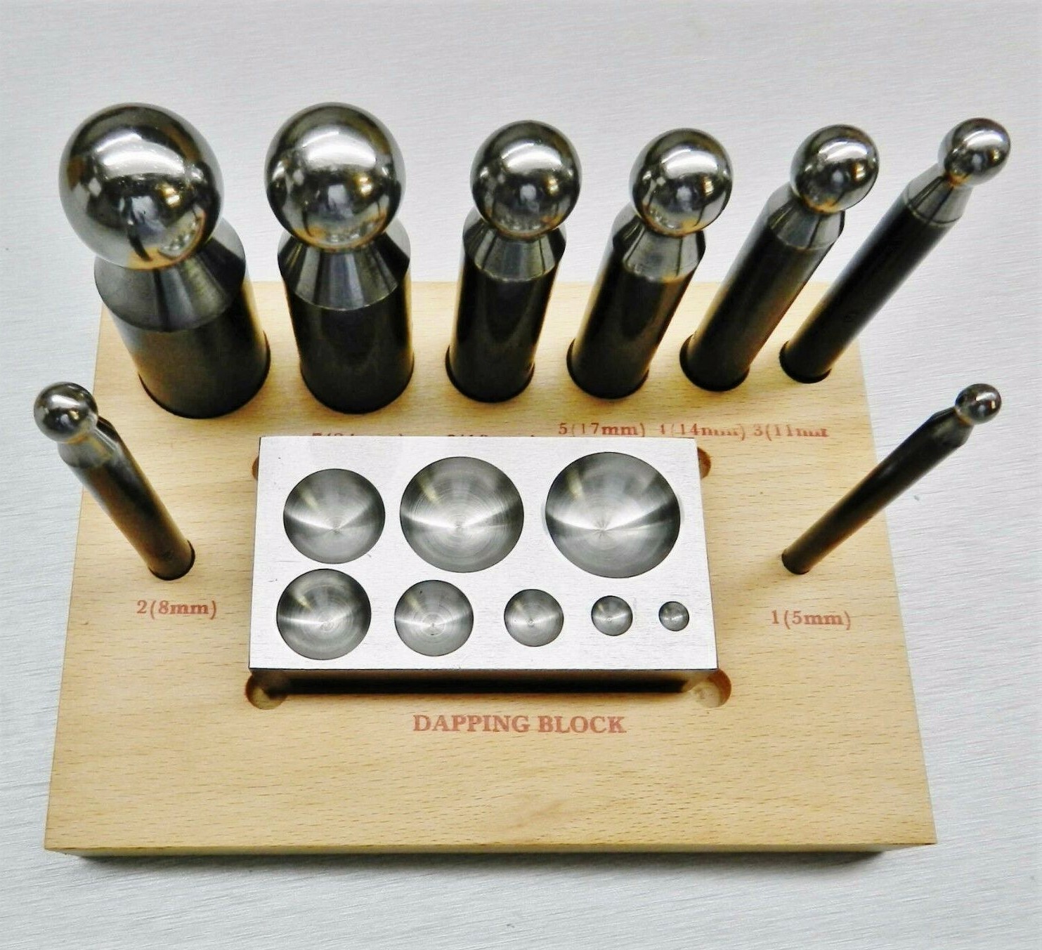 10 Piece Dapping Punch Set Forming Block & Punches Jewelry Making ...