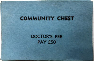 1930's Australian Monopoly Part COMMUNITY CHEST DOCTOR'S FEE - BLUE ...