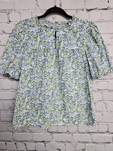 J Crew Liberty Fabric Blouse Womens S Blue Poppy Minimalist Preppy ...