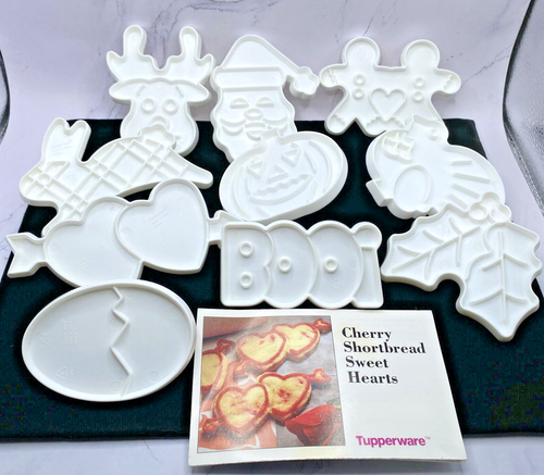 Vtg 10 Tupperware Cookie Cutters 1994 Holiday White Plastic Original ...