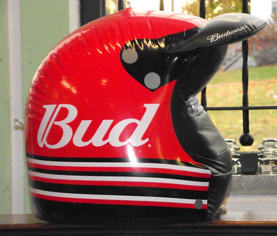 BUD Budweiser Beer Inflatable Nascar Helmet Party Blow Up Indy car dirt ...