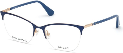 GUESS GU2787 091 Blue Metal Semi Rimless Optical Eyeglasses Frame 52-18 ...