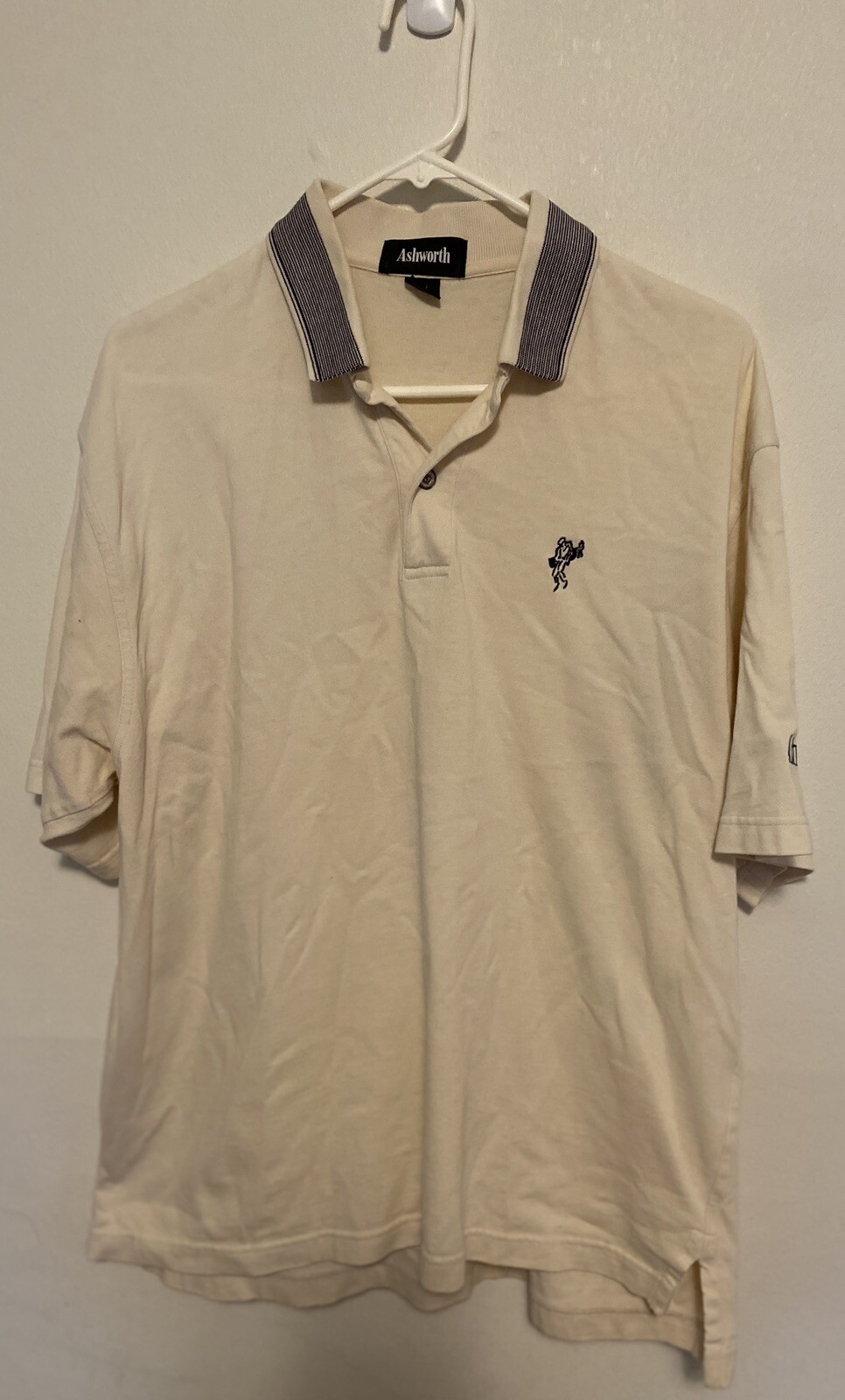 Ashworth Polo Shirt Mens Medium Golf Logo Spellout - Gem