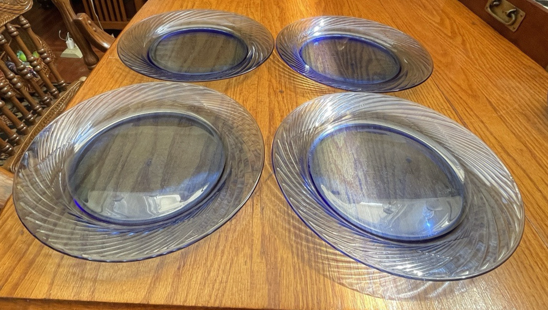 Festiva Cobalt Blue Dinner Plates 4 Glass Corning Pyrex 09 USA Sapphire ...
