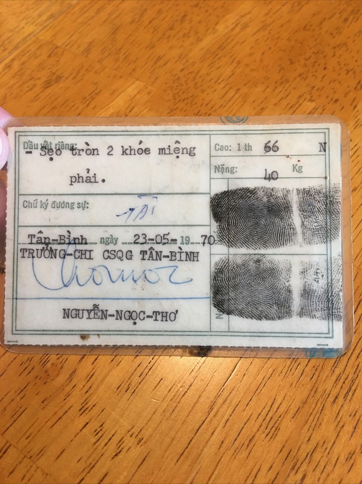 Orig South Vietnam Civilian ID Card Guarantee War Issue Man From Saigon ...