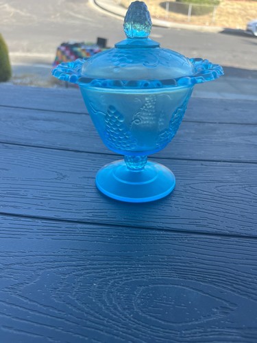 Vintage Indiana Glass Harvest Grape Carnival Glass Covered Compote ...