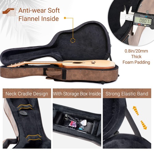 Acoustic Guitar Case Hardshell 0.8in Thick Padding Waterproof PU Design ...