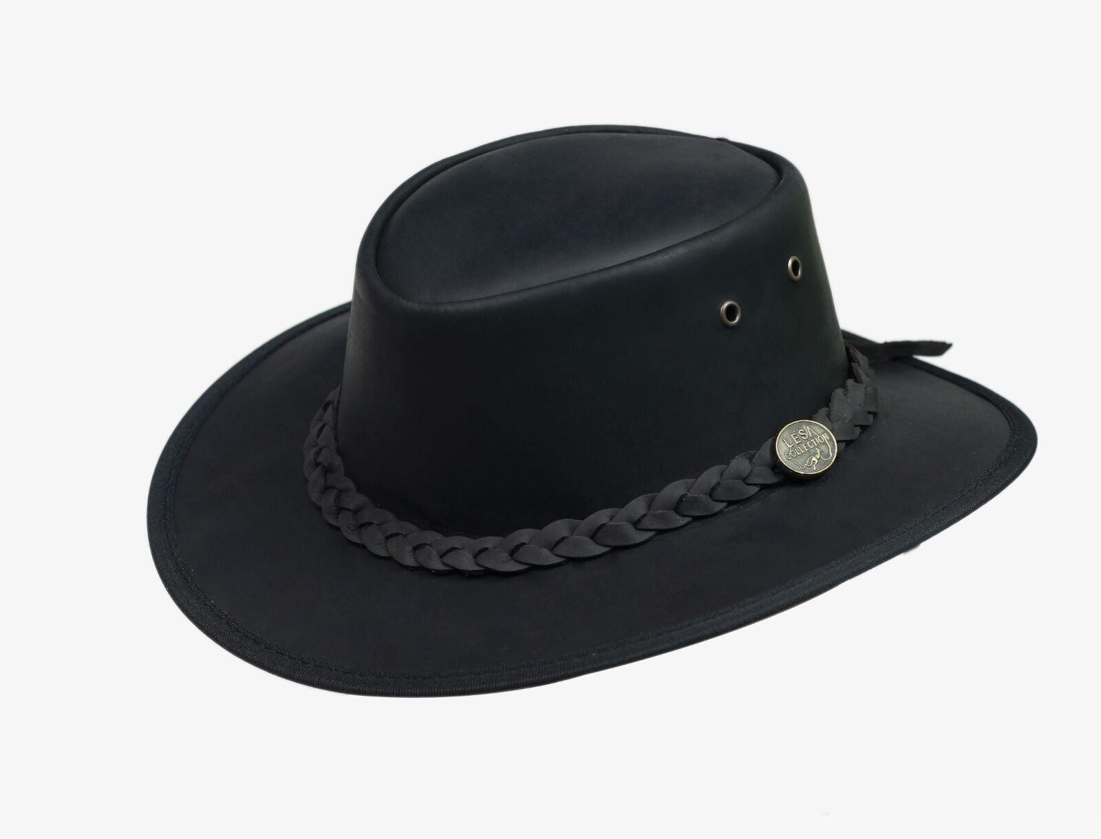 Australian Western Aussie Style Cowboy Real Leather Hat Black Bush ...