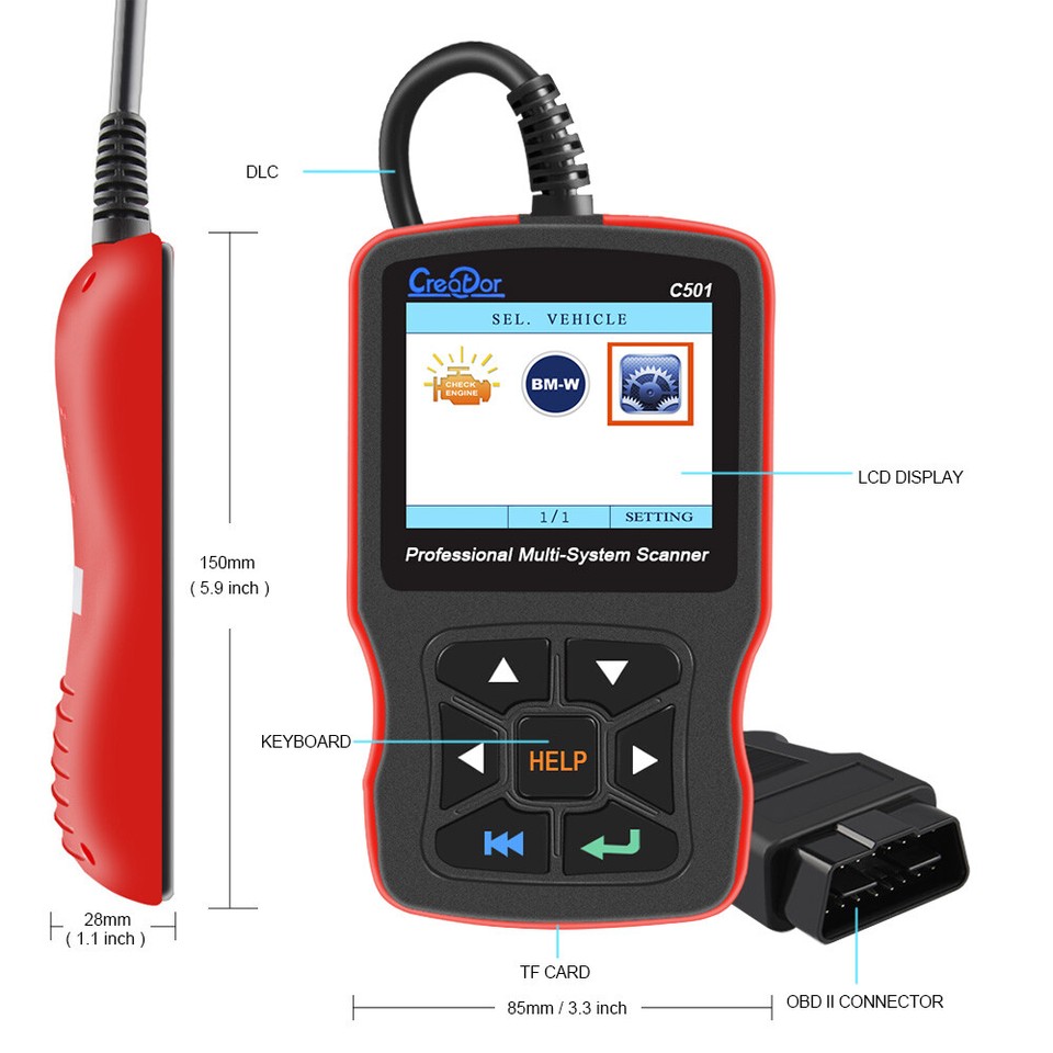 US Creator C501 OBD2 Scanner for BMW Mini EPB ABS SRS DPF Oil Reset ...