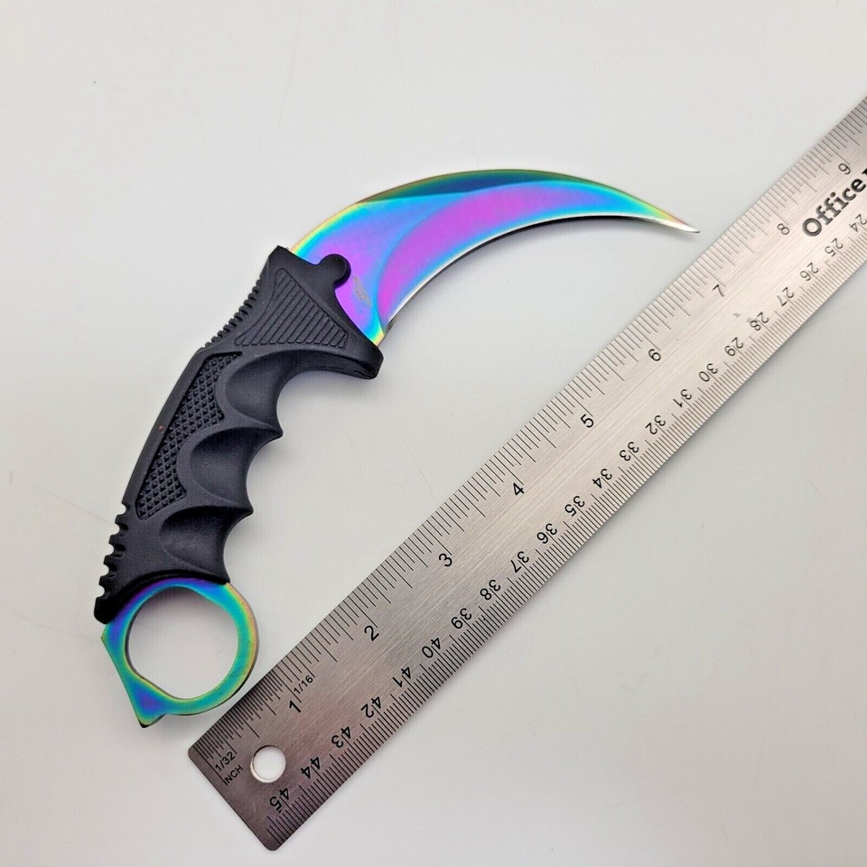 Tactical Karambit Stainless Steel 3.75" Fixed Blade Claw Combat Knife w ...