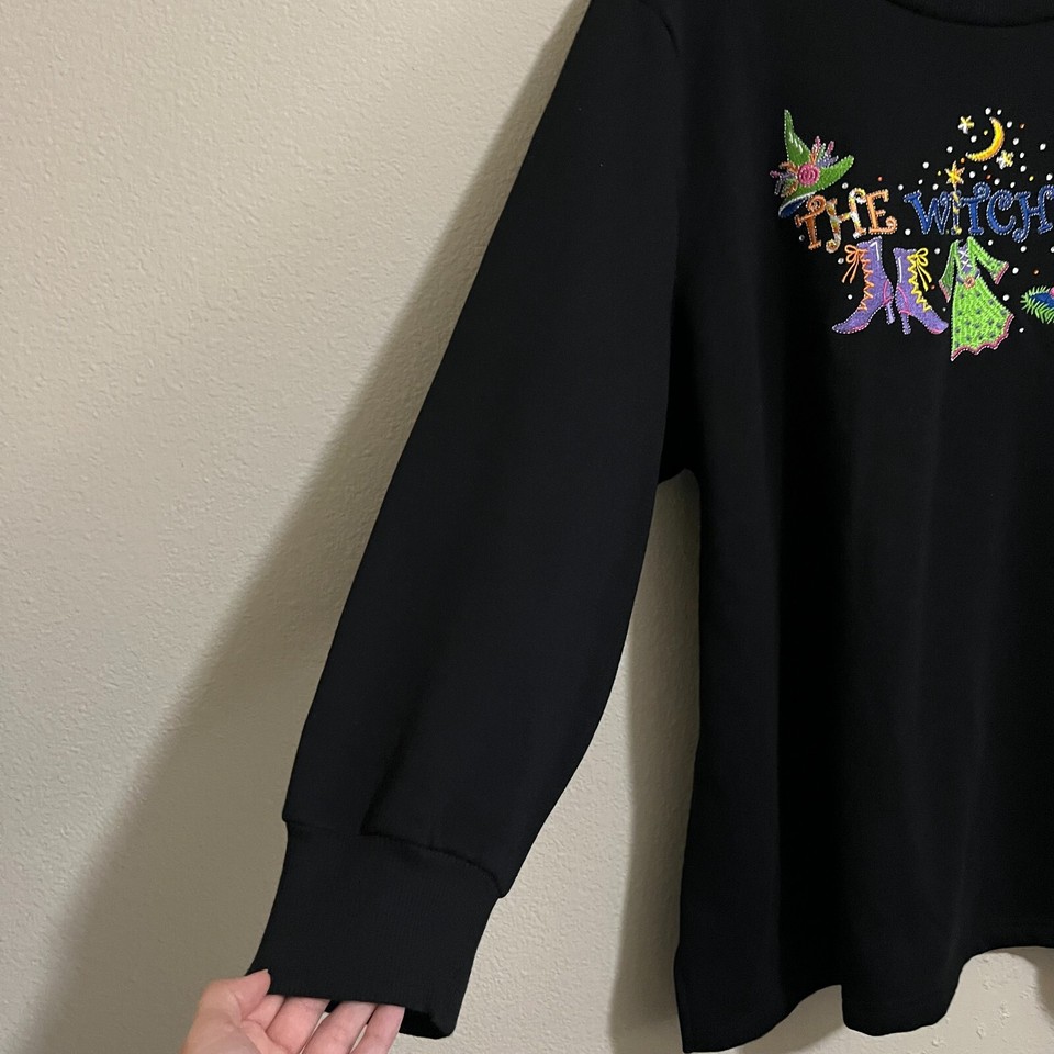 Quacker Factory Halloween The Witch Is In Embellished Black Sweater ...