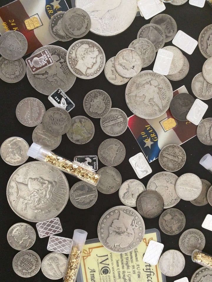 Gold and Silver Estate Lot Sale Old U.S. Coins Bullion .999 Silver Bars ...