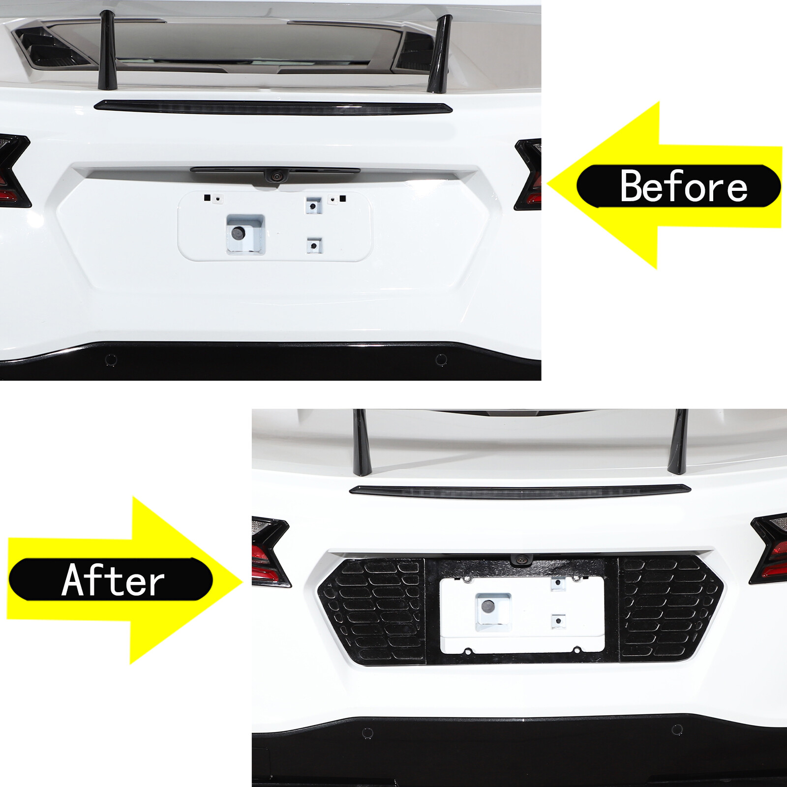 Black Auminum Alloy Rear license plate Filler Frame For Corvette C8 ...