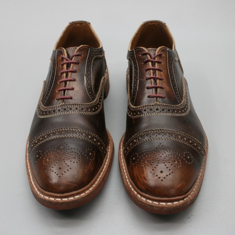 Allen Edmonds Men's 12 Strandmok Brown Leather Cap-Toe Oxfords Dress ...