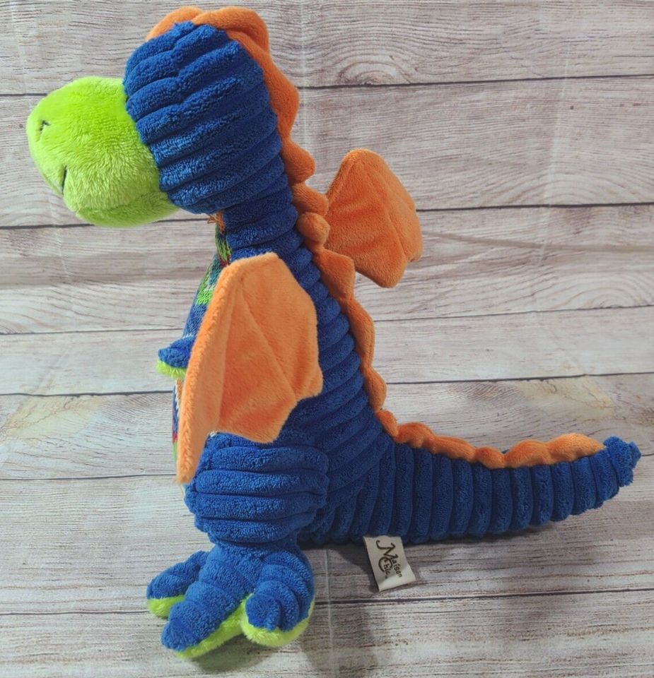 Maison Chic Plush Dragon Stuffed Animal Toy Blue Green Orange Zig Zag ...