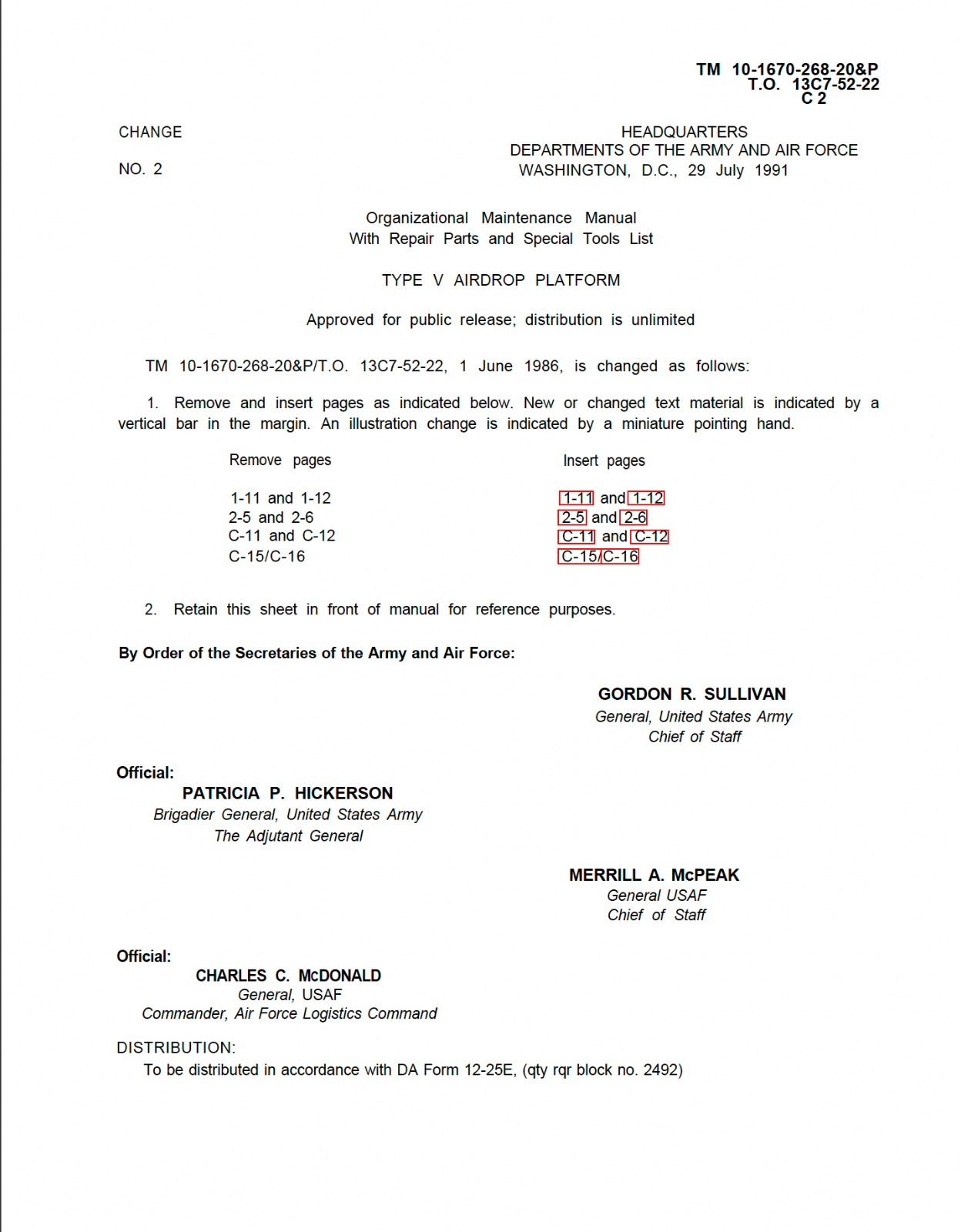 126 Page TM 10-1670-268-20& TYPE V AIRDROP PLATFORM LAPES Parachute on ...