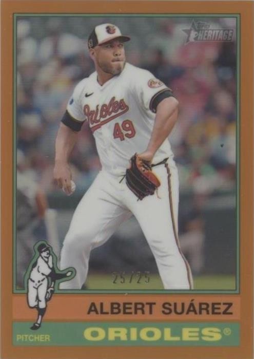 2025 Topps Heritage - High Number SP Albert Suarez #414 Chrome Orange ...