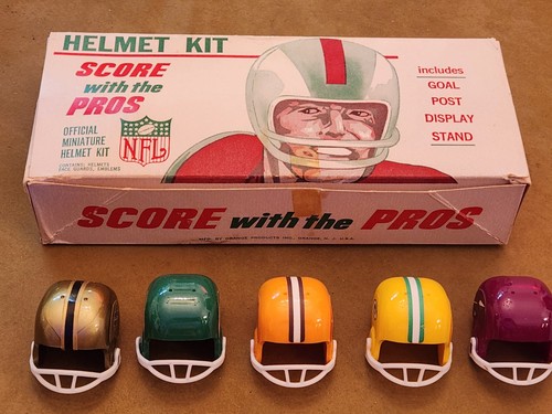 Old Lot of 16 1960-70s NFL Score with the Pros Mini Football Helmet Kit ...