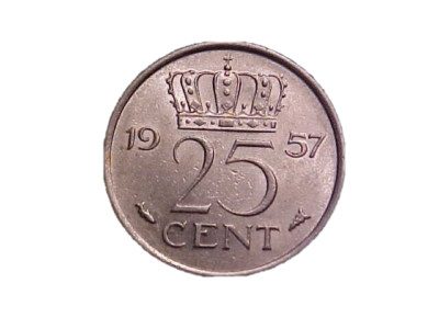 1957 Netherlands 25 Cents KM# 183 - Nice High Grade Collector Coin ...