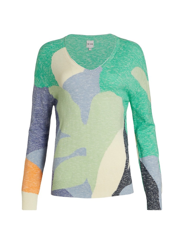 NIC+ZOE Leaf Burst Cotton-Blend Knit Sweater Size XS | eBay