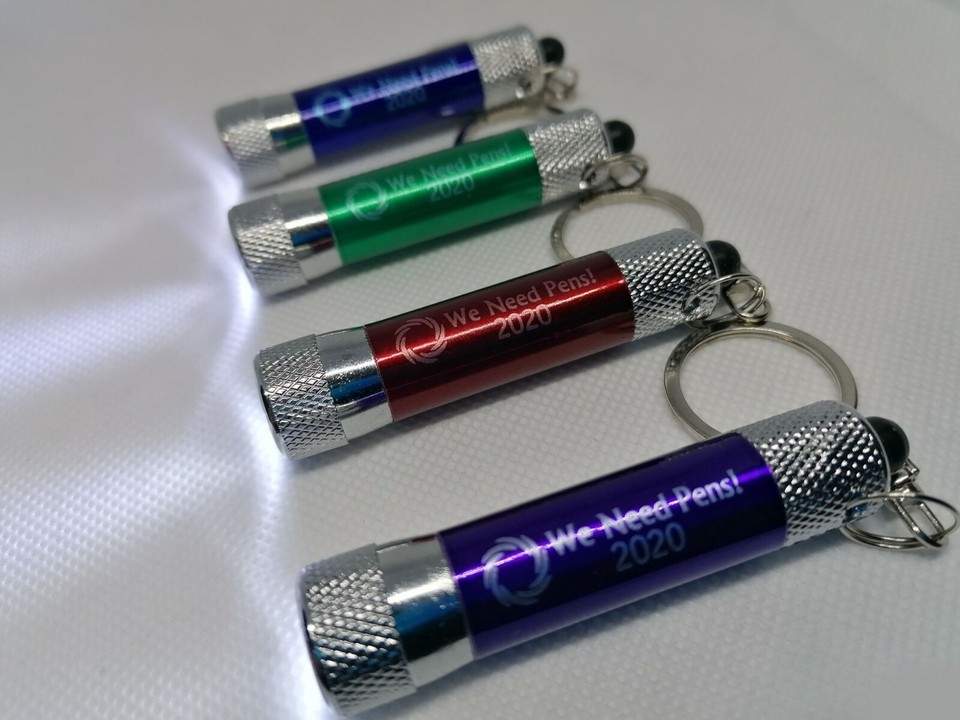 30 Personalised LED Flashlight Keychains Promotional Keyrings for BUSINESS etc. | eBay UK