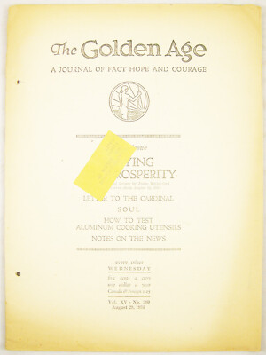 Golden Age Magazine #390 Aug 29, 1934 Praying Prosperity Watchtower ...