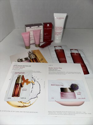 Large Clarins Lot! Lotion, Eye Lift, 2x Multi active Jour & Samples | eBay
