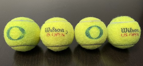 4 Used Tennis Balls WILSON US OPEN University Of Oregon Branded ...