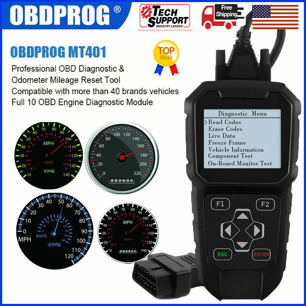 OBDPROG MT401 Odometer OBD Scanner Correction Diagnostic Adjustment ...