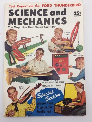 1955 DEC SCIENCE AND MECHANICS MAGAZINE Miniature Monorail Rebec Fiddle ...