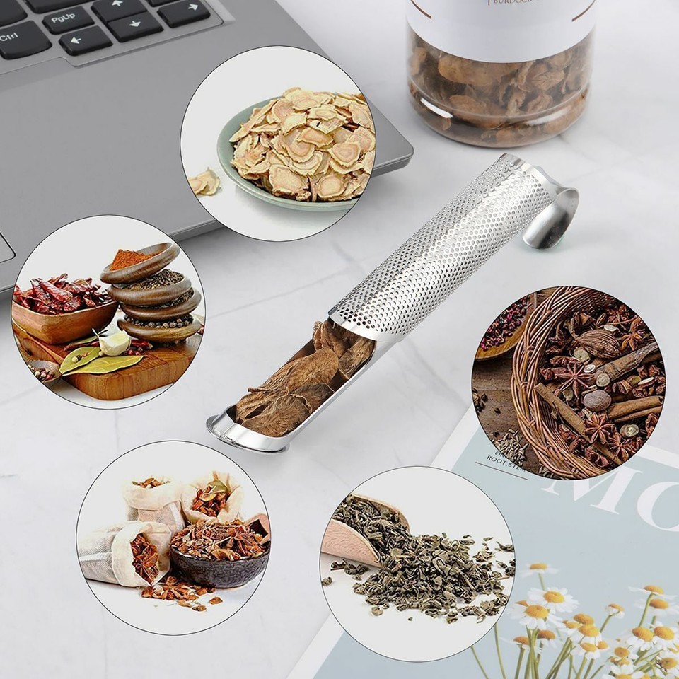 Stainless Steel Tea Diffuser Tea Stick Strainer Tea Infuser Pipe w Hook ...