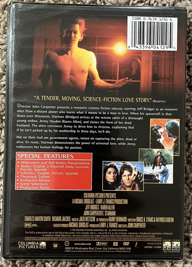 Starman (DVD, 1998) Karen Allen, Jeff Bridges - Brand New ...
